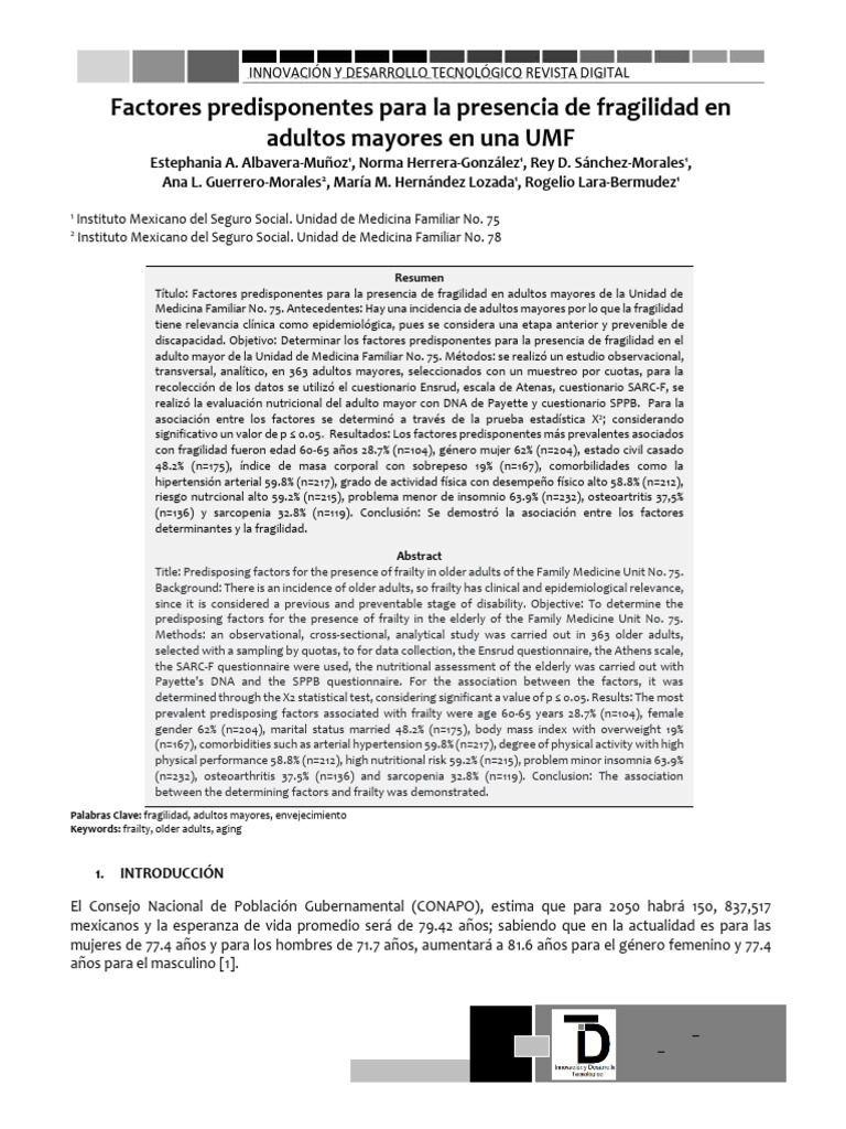 1 - 53 - Factores Predisponentes para La Presencia de Fragilidad en ...