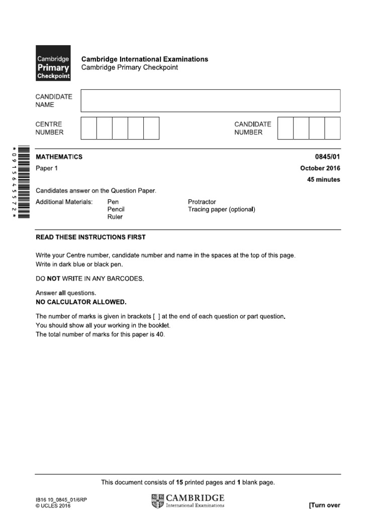 2016 Math p1 Oct | PDF