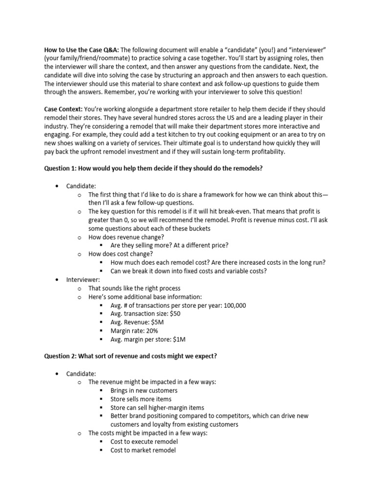 Case Study: Retail Store Remodel Analysis | PDF | Profit (Economics ...