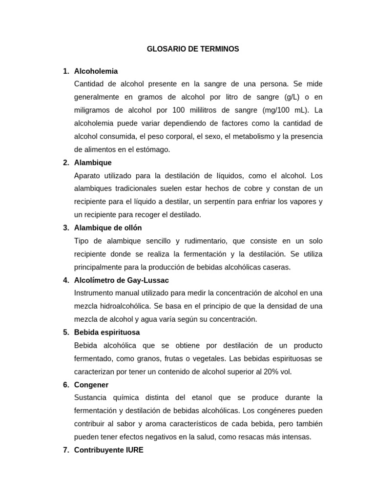 Glosario de Terminos | PDF | Etanol | Destilación