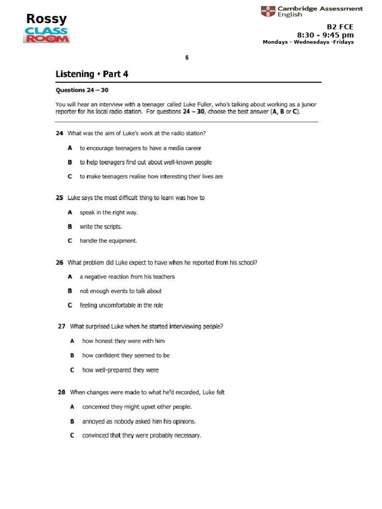 B2 FCE Listening Part 4 | PDF