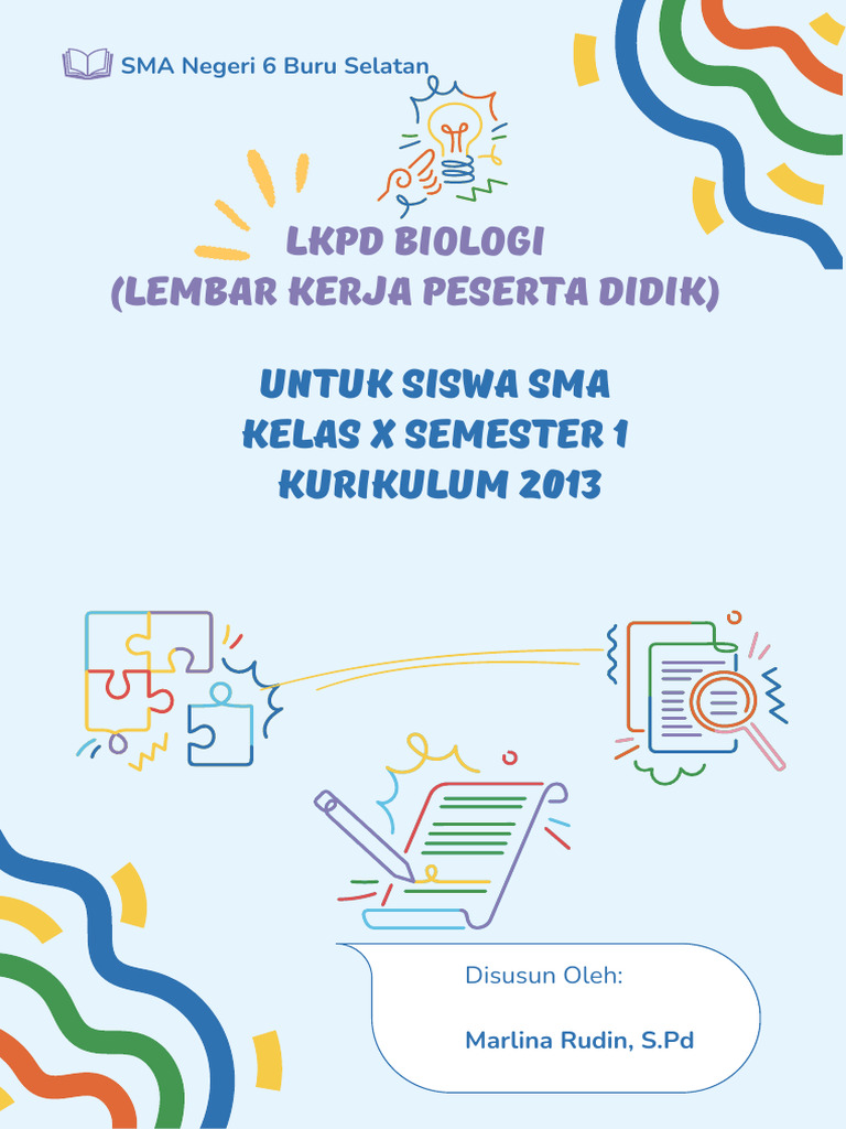 [Ukuran asli] Biru Ungu Ceria Lucu Cover Modul Pembelajaran Dokumen A4 ...