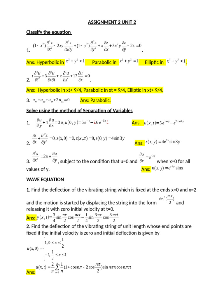 Assignment-2 Unit-2 [Application of PDE] Math-IV new | PDF | Thermal Insulation | Differential ...