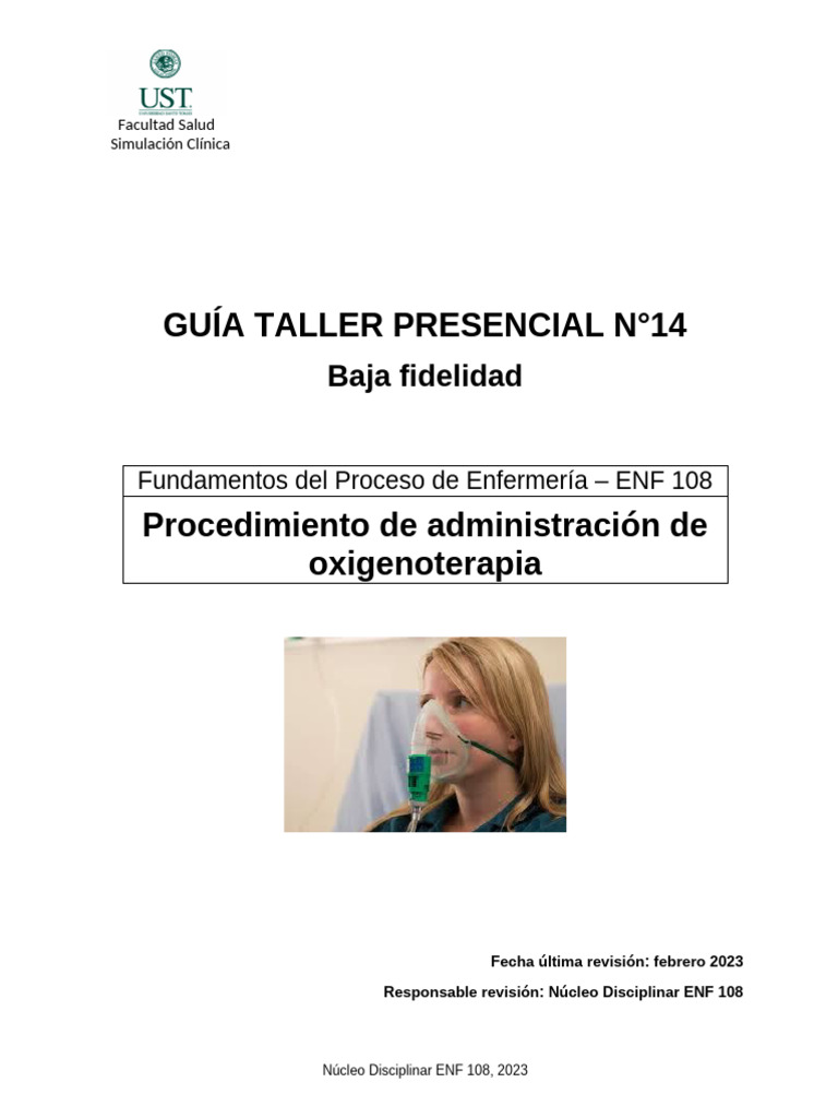 Guía Taller #14 Procedimiento de Oxigenoterapia | PDF