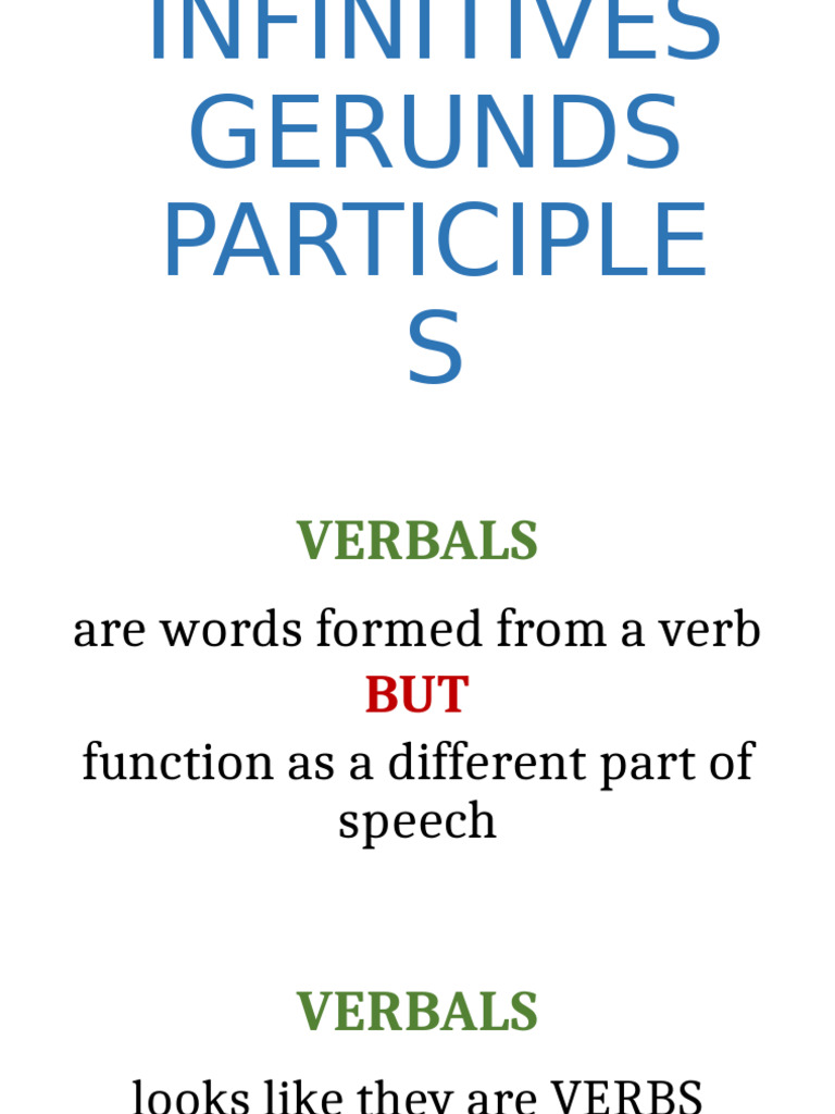 Infinitives, Gerunds, Participle Notes | PDF
