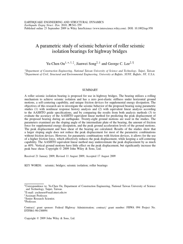 A Parametric Study of Seismic Behavior of Roller Seismic Isolation ...