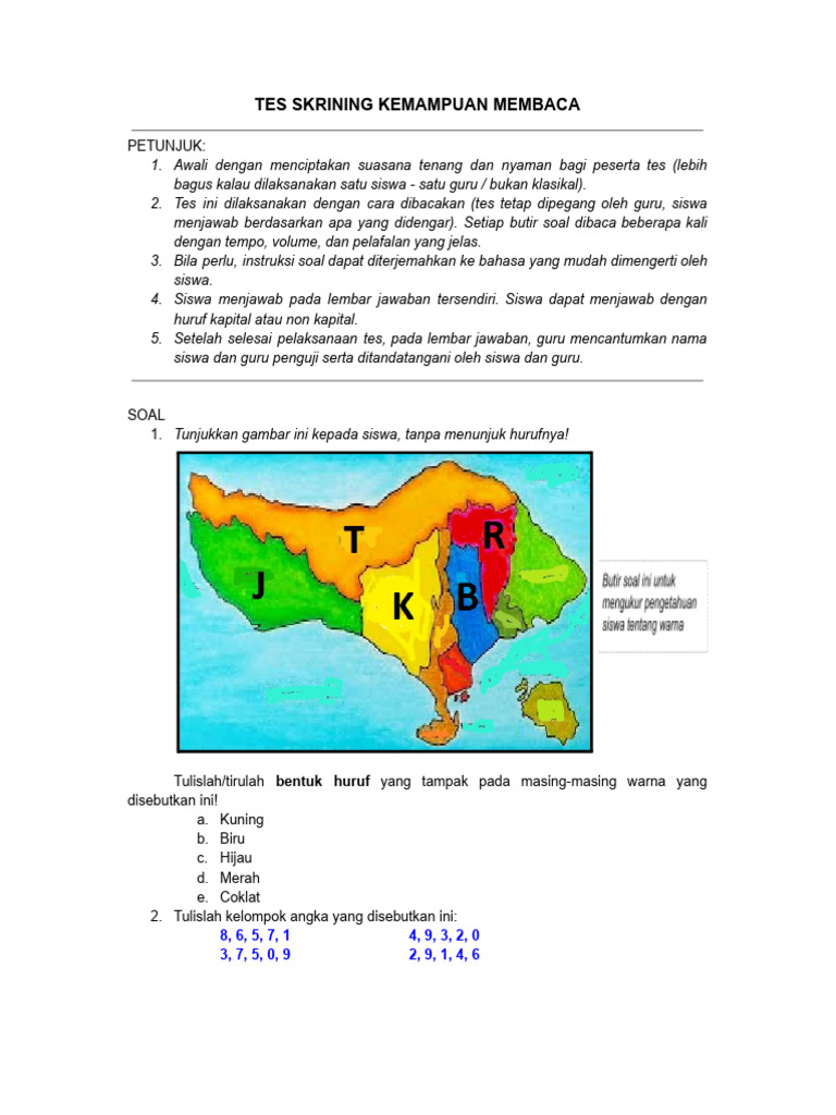 Tes Skrining Kemampuan Membaca - Rev1 | PDF