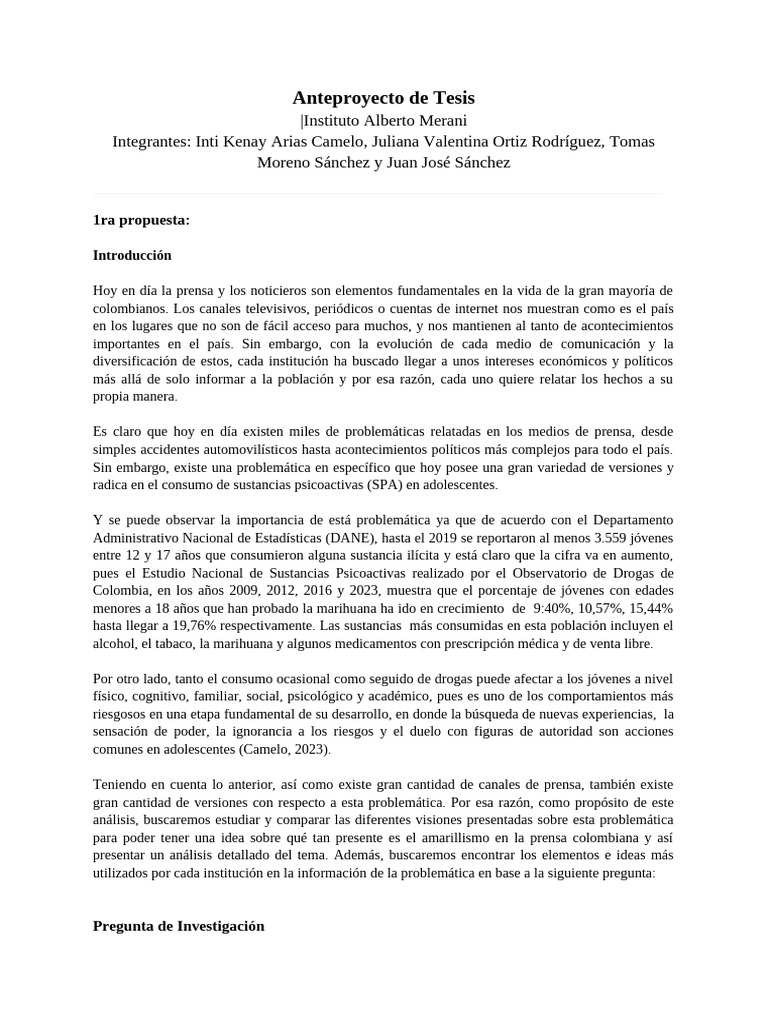 Anteproyecto - Inti Arias, Tomás Moreno, Juliana Ortiz Rodríguez y Juan José Sánchez ...