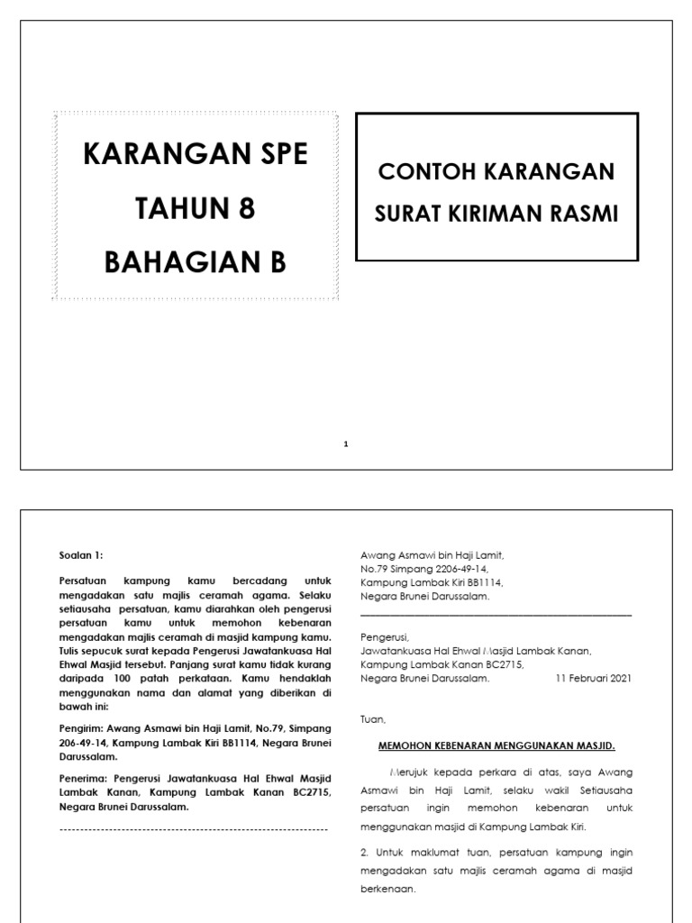 Contoh Karangan Spe Bahagian B | PDF