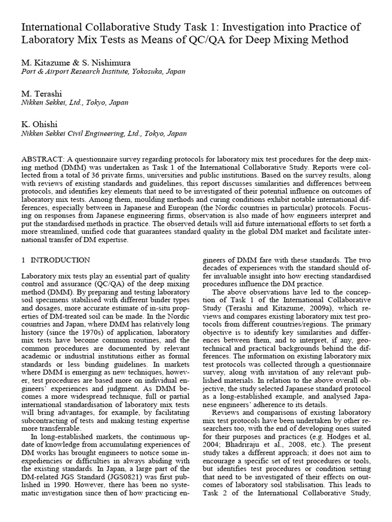 International Collaborative Study Task 1, Investigation Into Practive ...