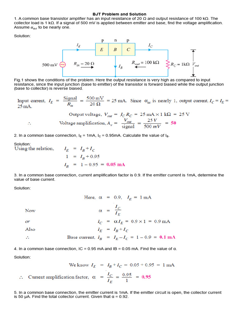 BJT Problem and Solution | PDF | Bipolar Junction Transistor | Amplifier