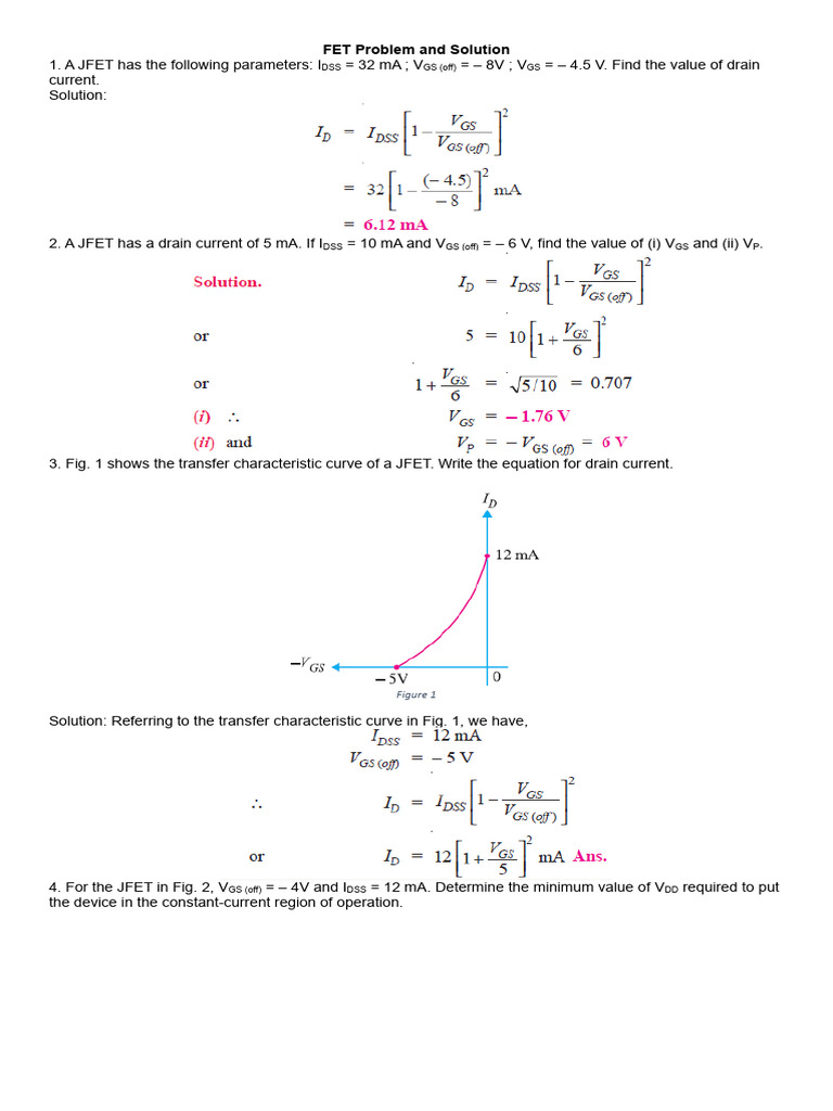FET Problem and Solution | PDF | Field Effect Transistor | Electronic Circuits