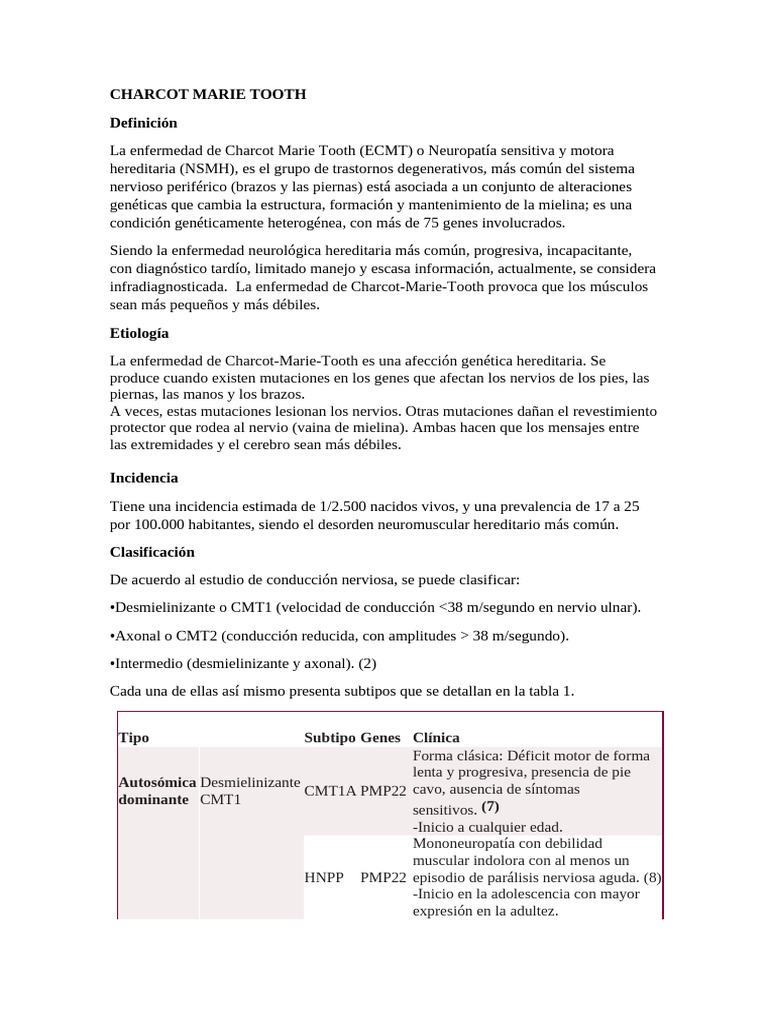 Enfermedad de Charcot-Marie-Tooth | PDF | Enfermedades y trastornos ...