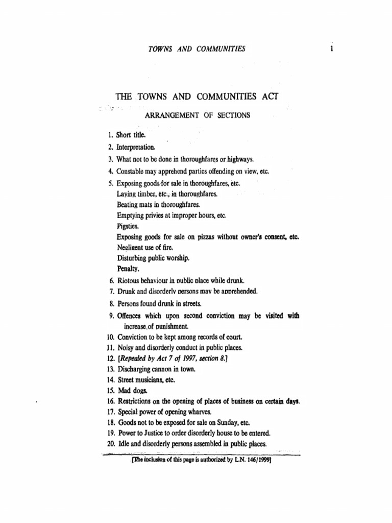 Towns and Communities Act Overview | PDF | Bail | Summons