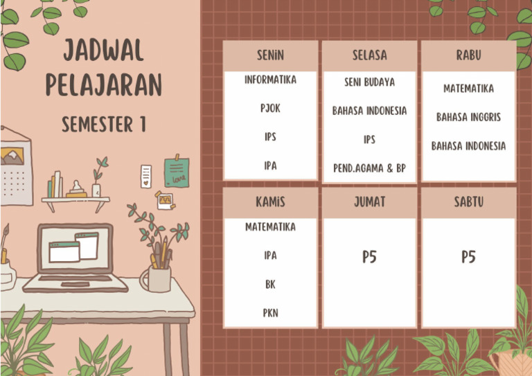 Jadwal Pelajaran Kelas 7b | PDF