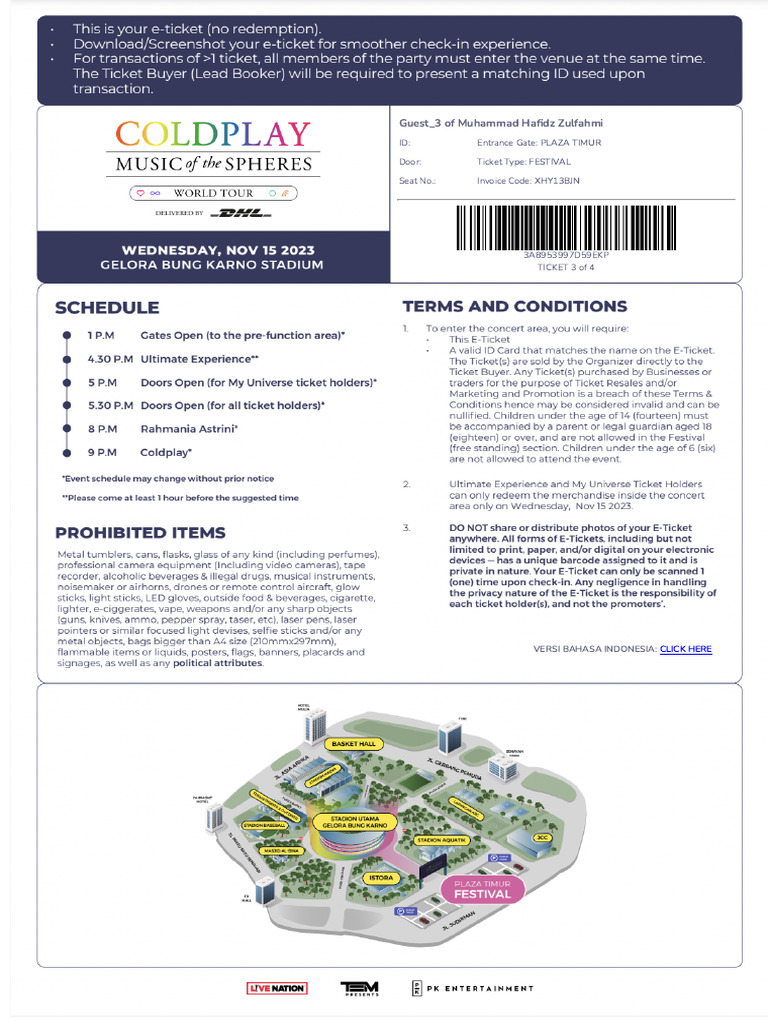 Coldplay Indonesia - E-Voucher (3-4) | PDF