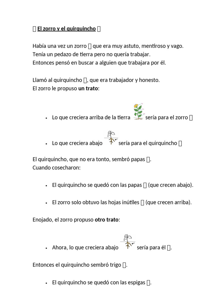 El Zorro y El Quirquincho Espacios Pictogramas | PDF