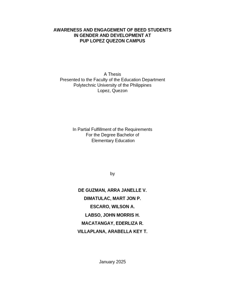 CHAPTER 1-3_AWARENESS AND ENGAGEMENT OF BEED STUDENTS (1) | PDF ...