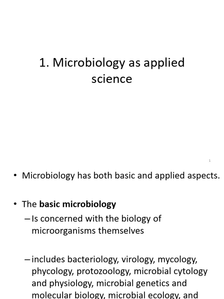 1.microbiology As Applied Science | PDF | Microbiology | Microorganism