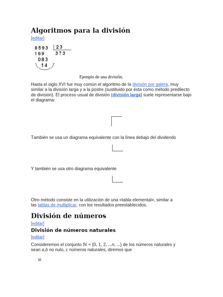 Algoritmos para la división | PDF | División (Matemáticas) | Matemáticas