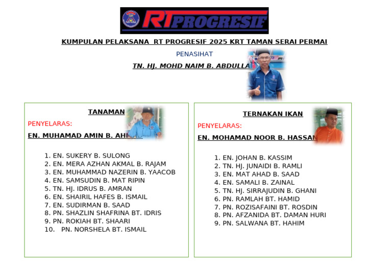 RT Progresif 2025 KRT Taman Serai Permai | PDF