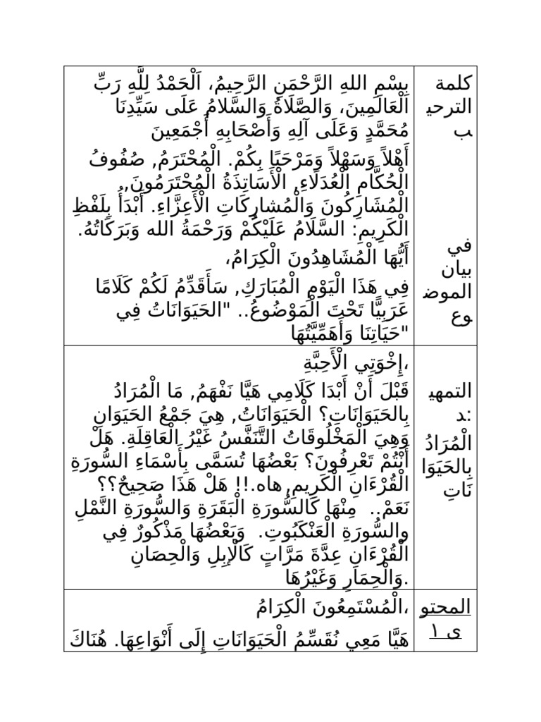 KALAM Arabi (P) HAYAWANAT | PDF