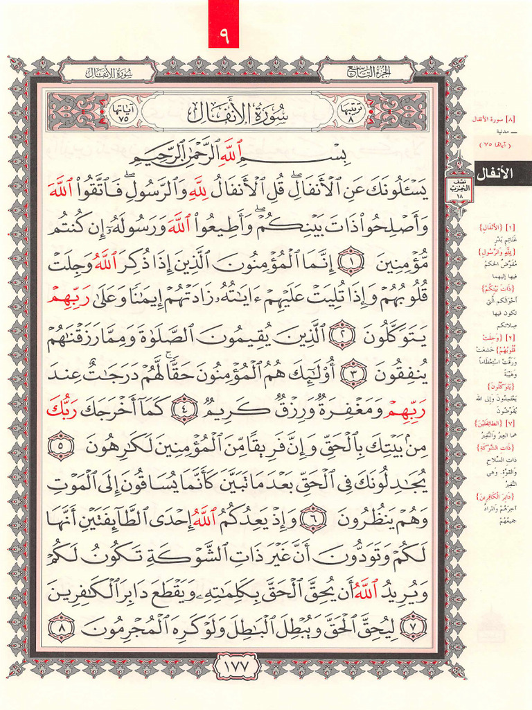 Quran Surah 8 Al Anfal Arabic Download | PDF