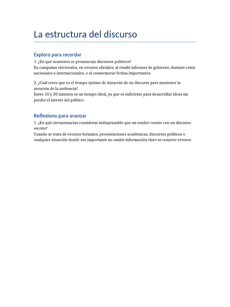 Estructura Del Discurso (1) | PDF