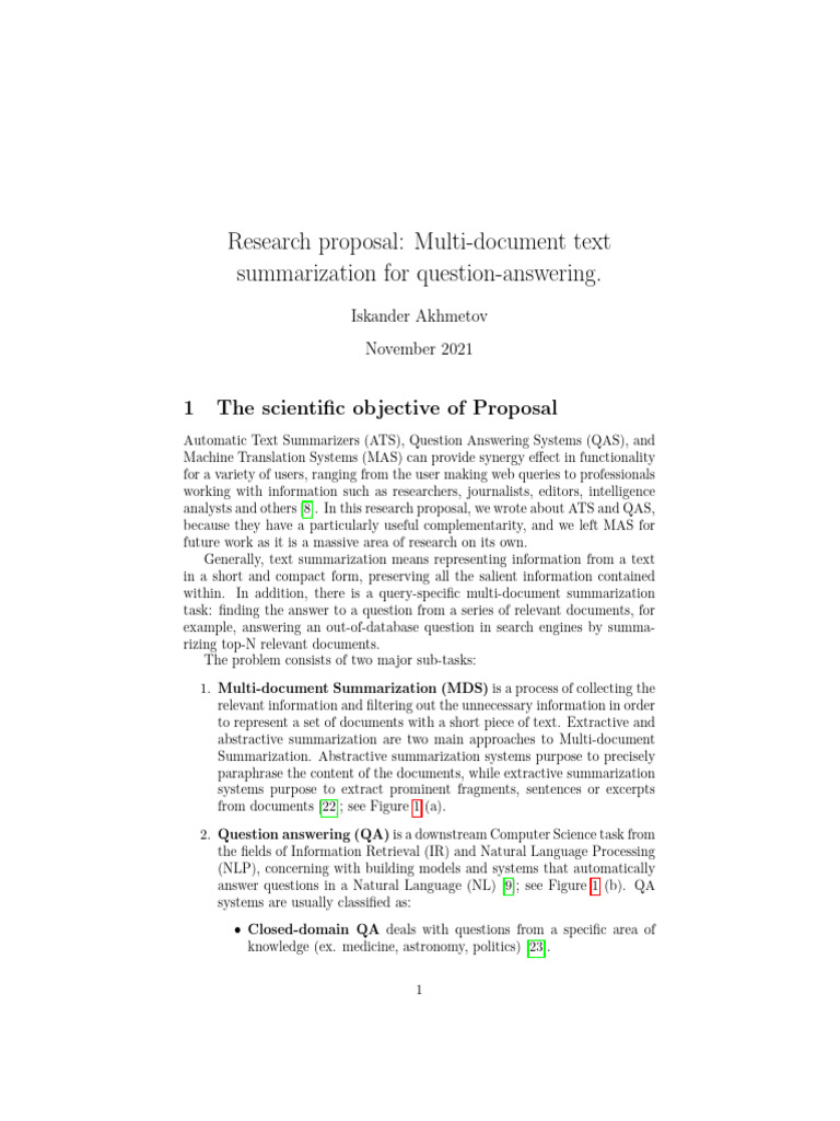Multi Document Text Summarization Model For Question Answering | PDF | Computing | Information ...