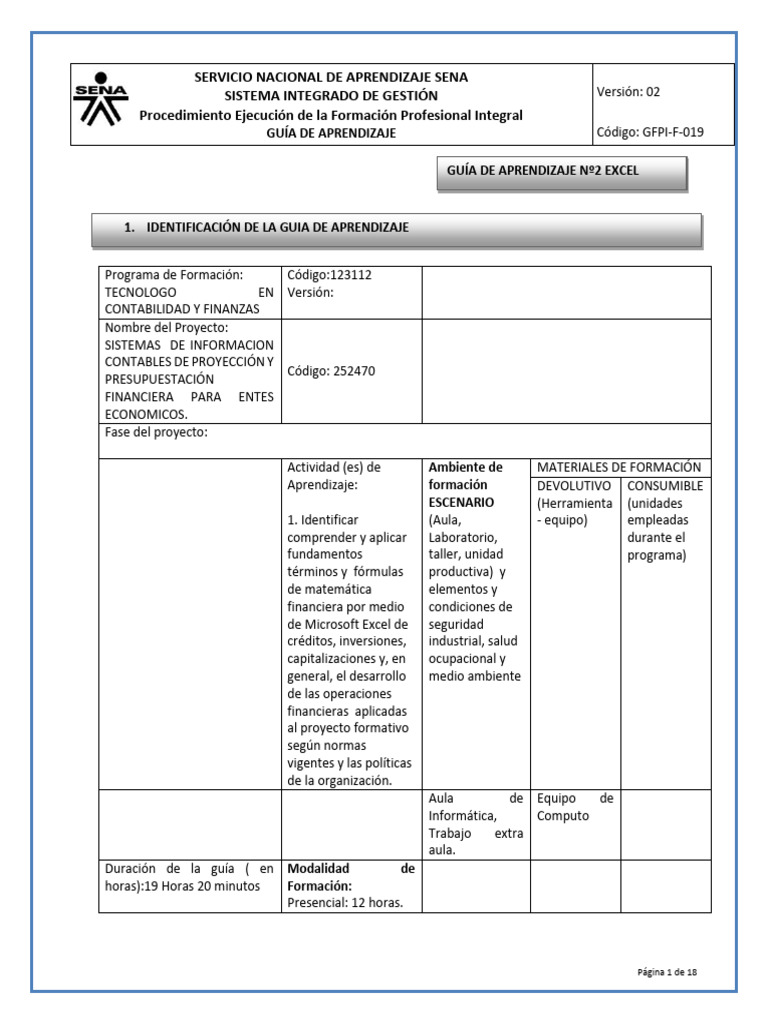 Guía de Aprendizaje 2 EXCEL | PDF | Microsoft Excel | Contabilidad