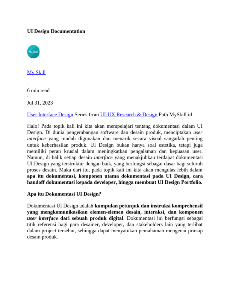 UI Design Documentation | PDF