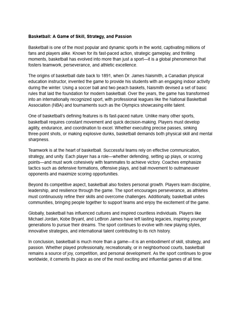 Essay about Basketball | PDF | Sports