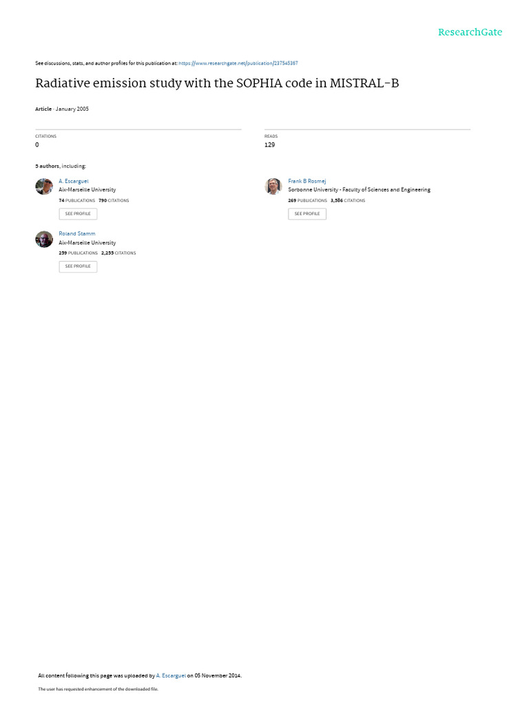 Radiative Emission Study With The SOPHIA Code in M | PDF | Atomic Physics | Applied And ...