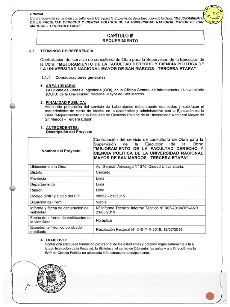 TDR - Supervision Obra Facultad Derecho | PDF