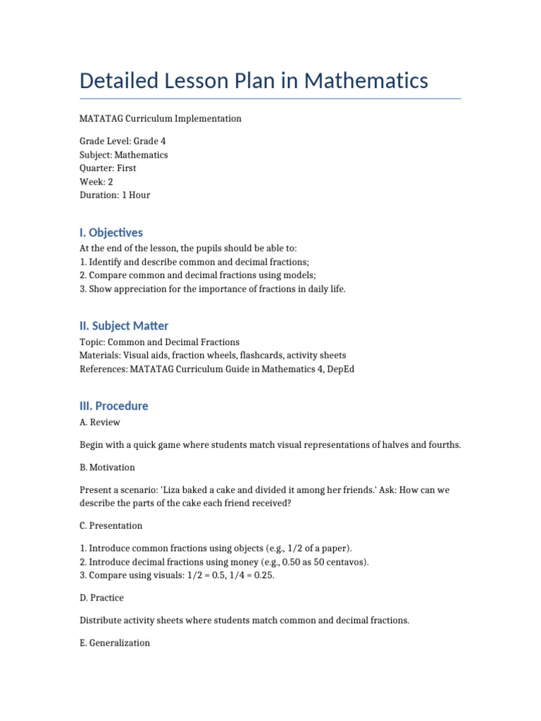 Grade 4 Math Lesson: Fractions Guide | PDF