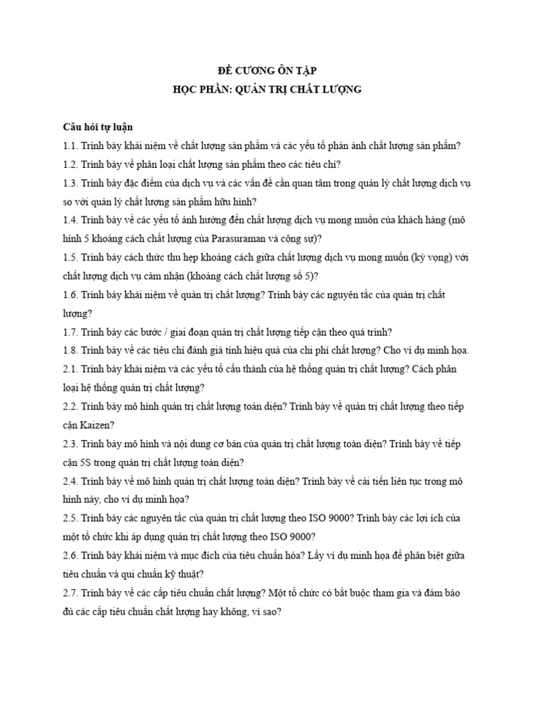 De Cuong On Tap QTCL 2025 | PDF