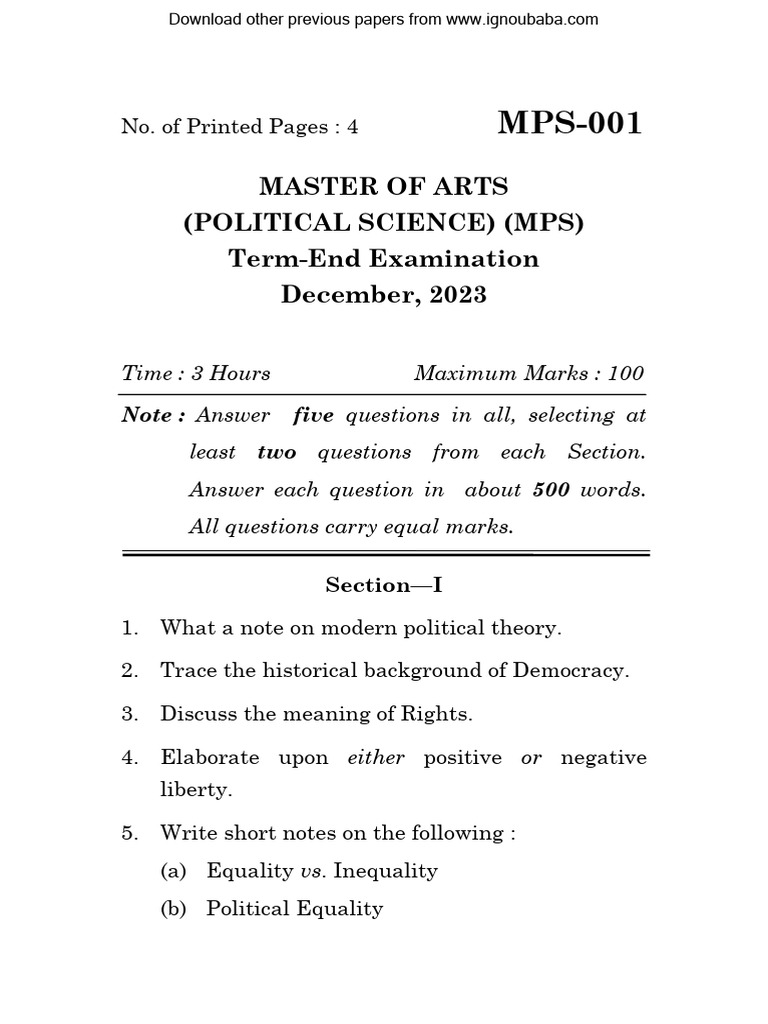 MPS-001 Dec 2023 Ignou | PDF