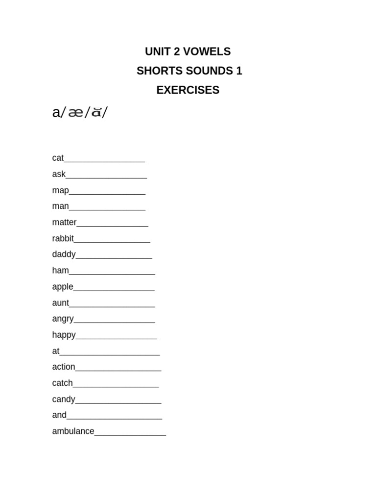 Short Sounds Exercises Phonetic | PDF | Linguistics | Phonology