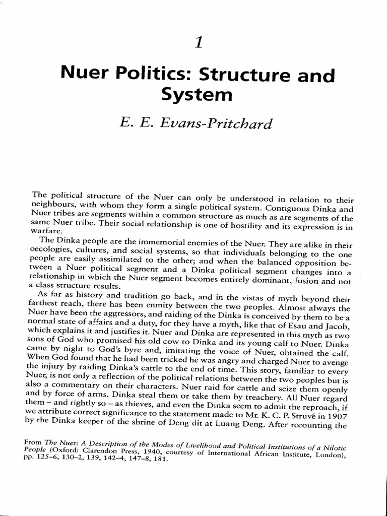 Nuer Politics: Warfare and Structure | PDF | South Sudan