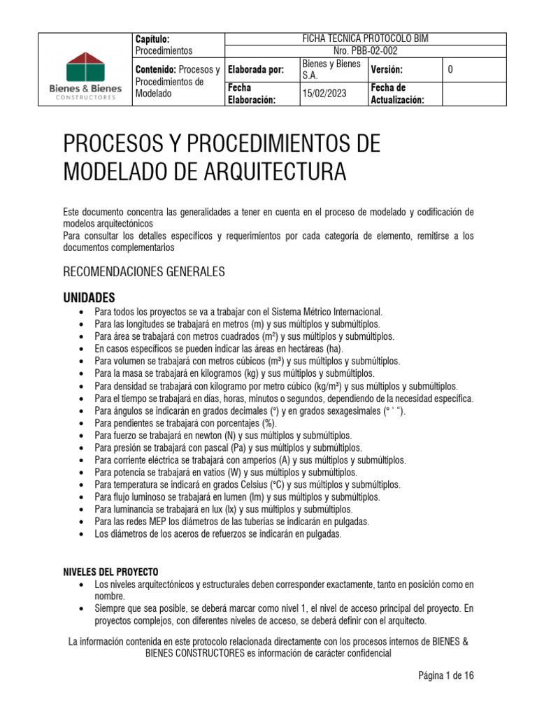 Protocolo de Modelado Arquitectura | PDF | Kilogramo