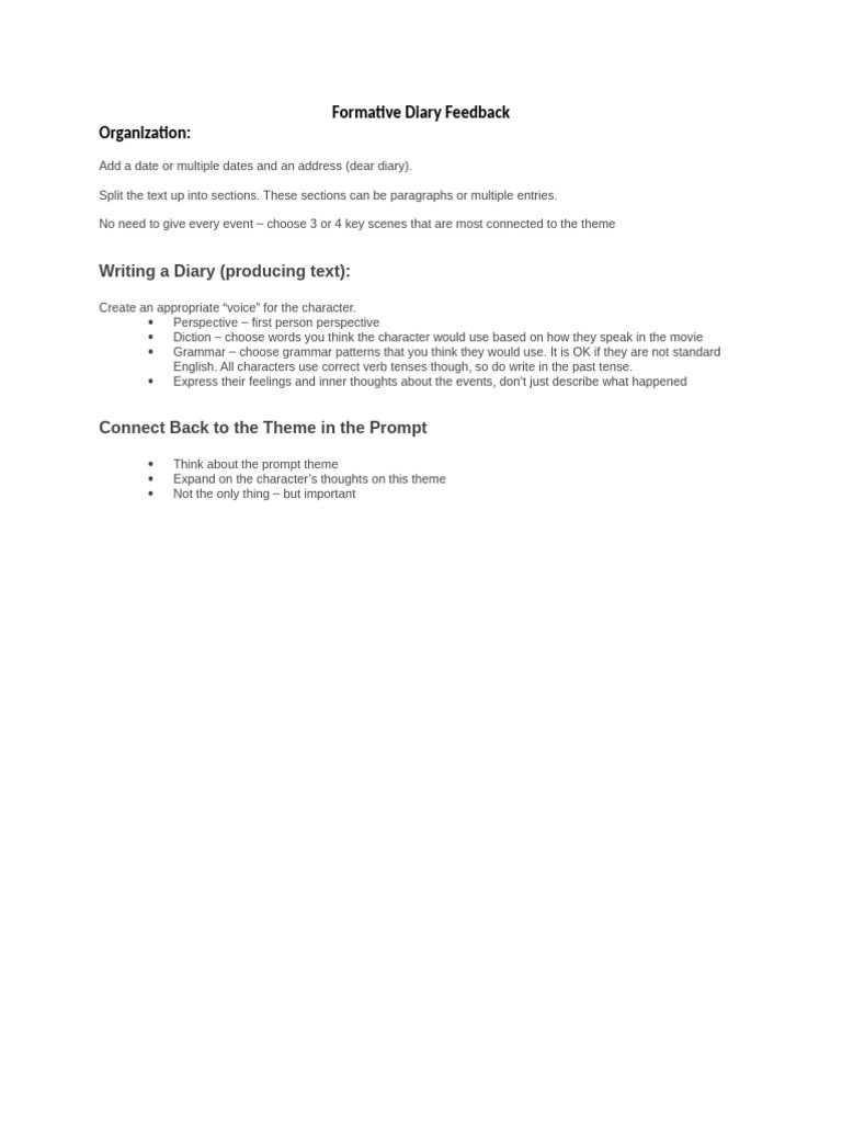 Formative Diary Feedback | PDF