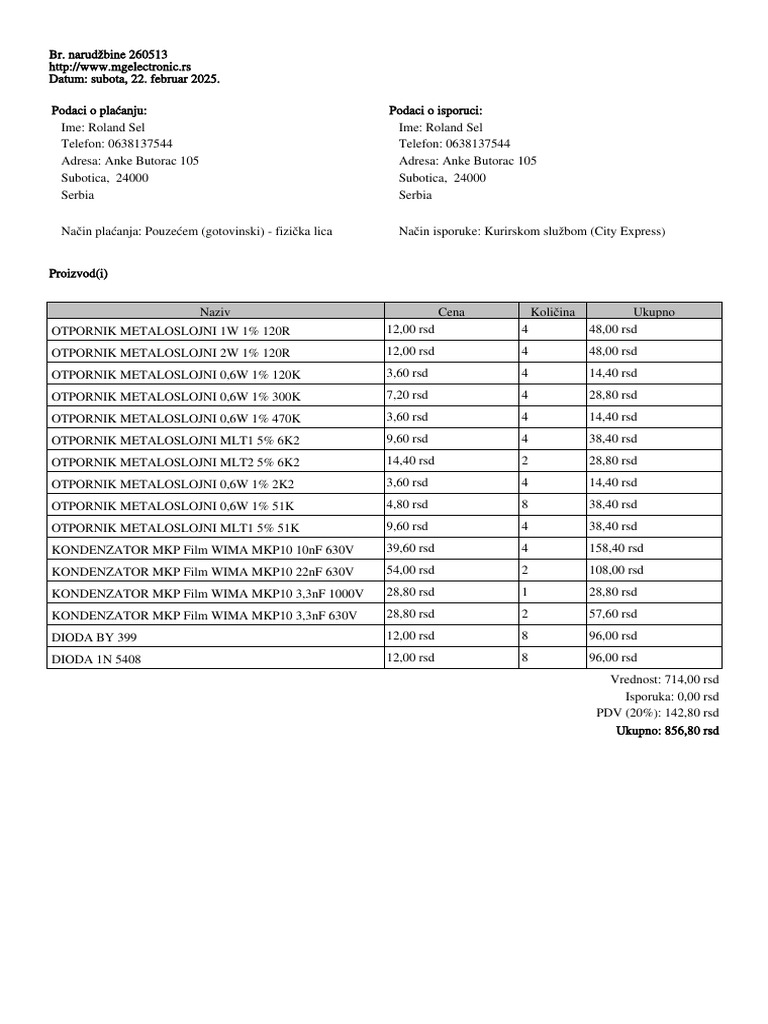 Order 260513 | PDF