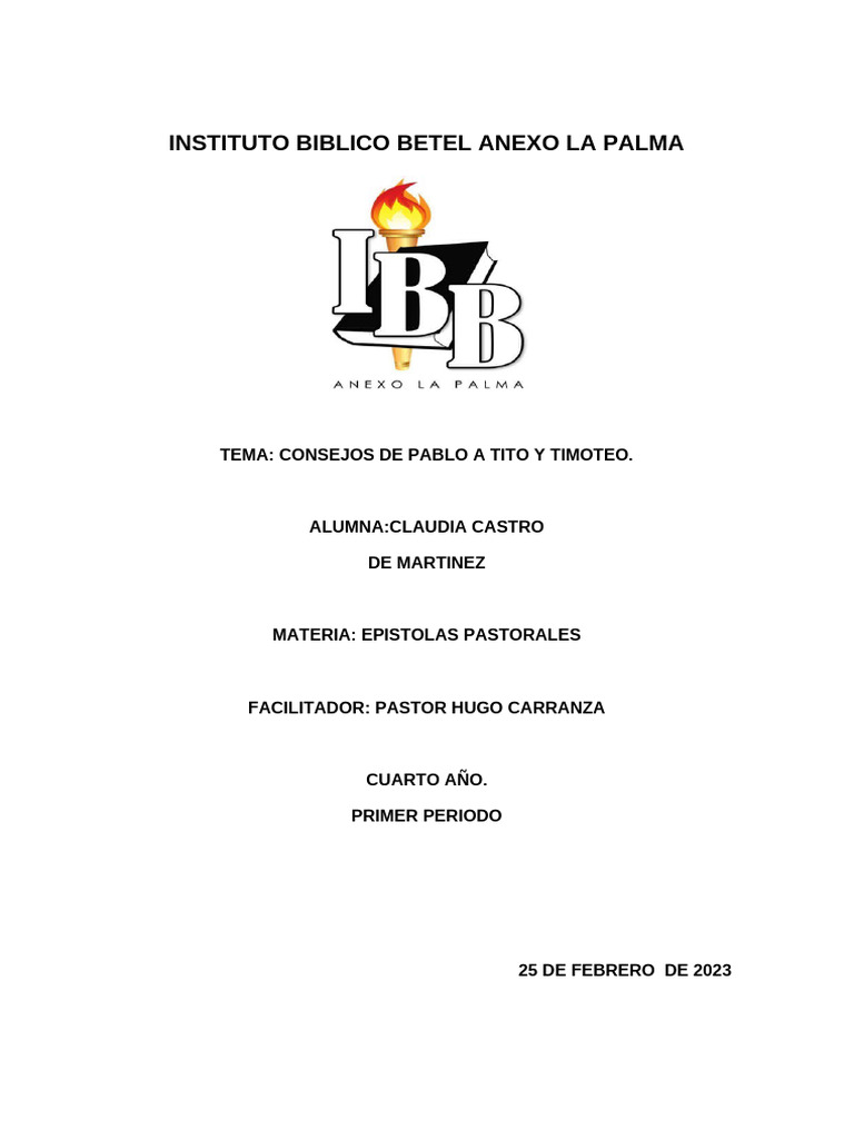 Consejos de Pablo a Timoteo y Tito | PDF | Pablo el apóstol | Cristo ...