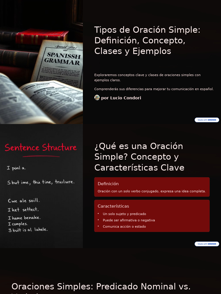 Tipos de Oracion Simple Definicion Concepto Clases y Ejemplos | PDF