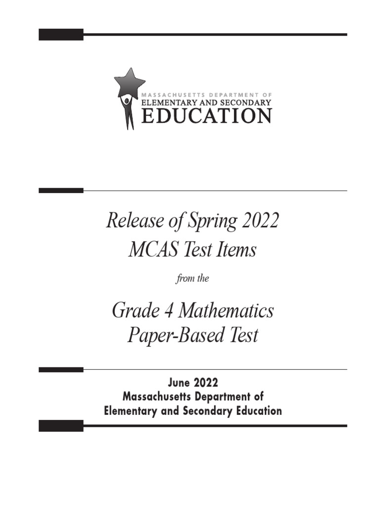 Grade 4 Math MCAS 2022 Released Items | PDF | Multiple Choice | Mathematics
