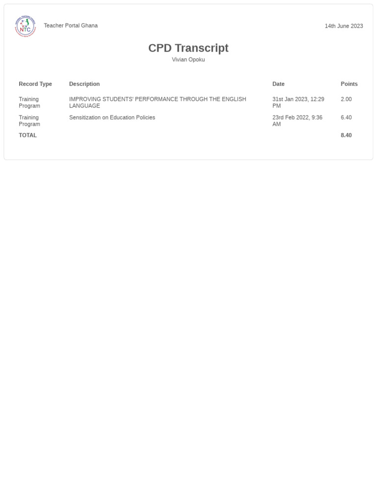 CPD Transcript | PDF