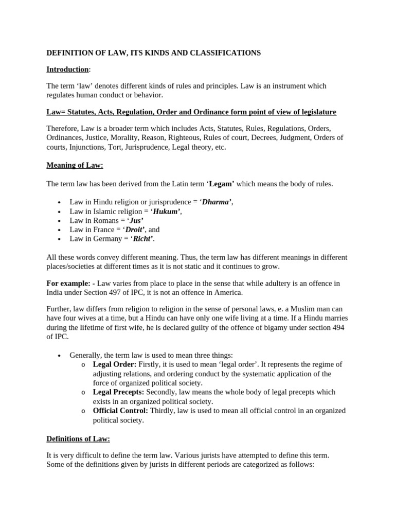 Types and Classifications of Law Explained | PDF | Partnership ...