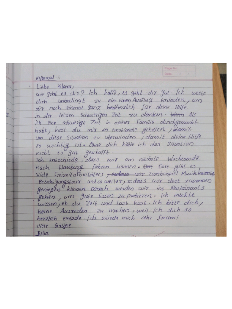 Informal Letter B1 Level | PDF