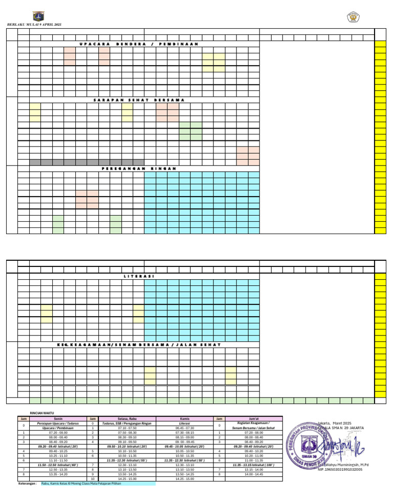Jadwal KBM, Pembagian Tugas Mengajar Guru, Jadwal Kelas Mapel Pilihan TP 24-25 (9 April 2025 ...