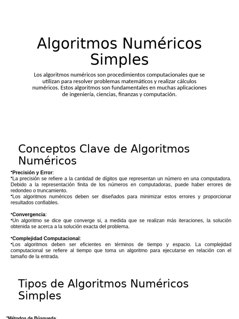 Algoritmos Numéricos Simples | PDF | Análisis numérico | Algoritmos